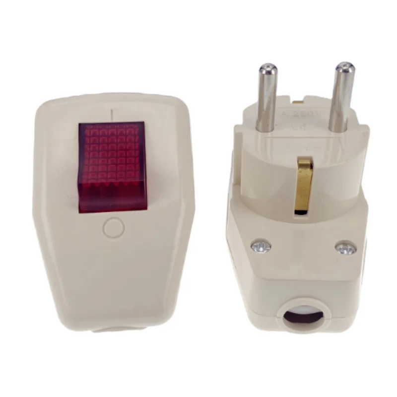 European Germany Schuko Rewireable Power Plug With Red ON OFF Switch ...