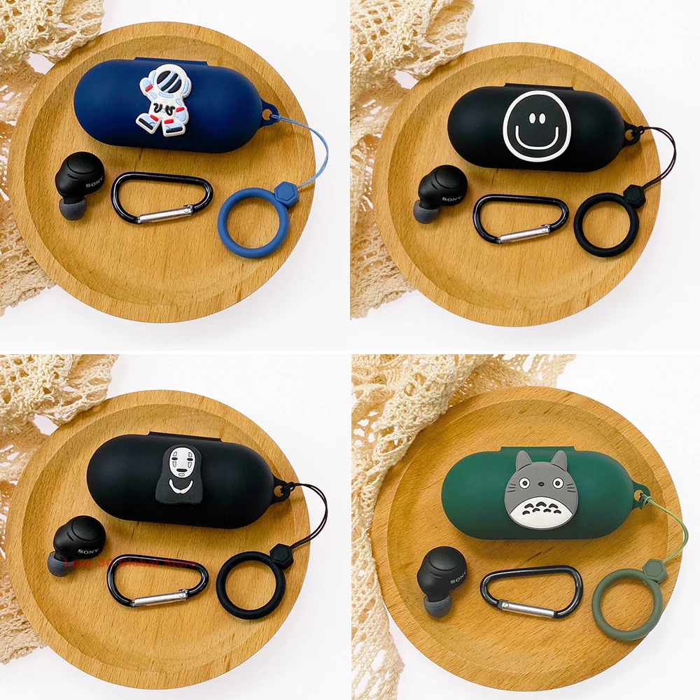 Cute Cartoon Earphone Cover For Sony Wf-c500 Case With Lanyard Wireless ...