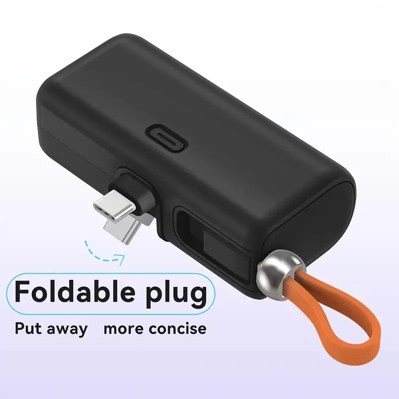 5000mAh Mini Portable Pocket Power Bank With Type-C Cable Fast Charging ...