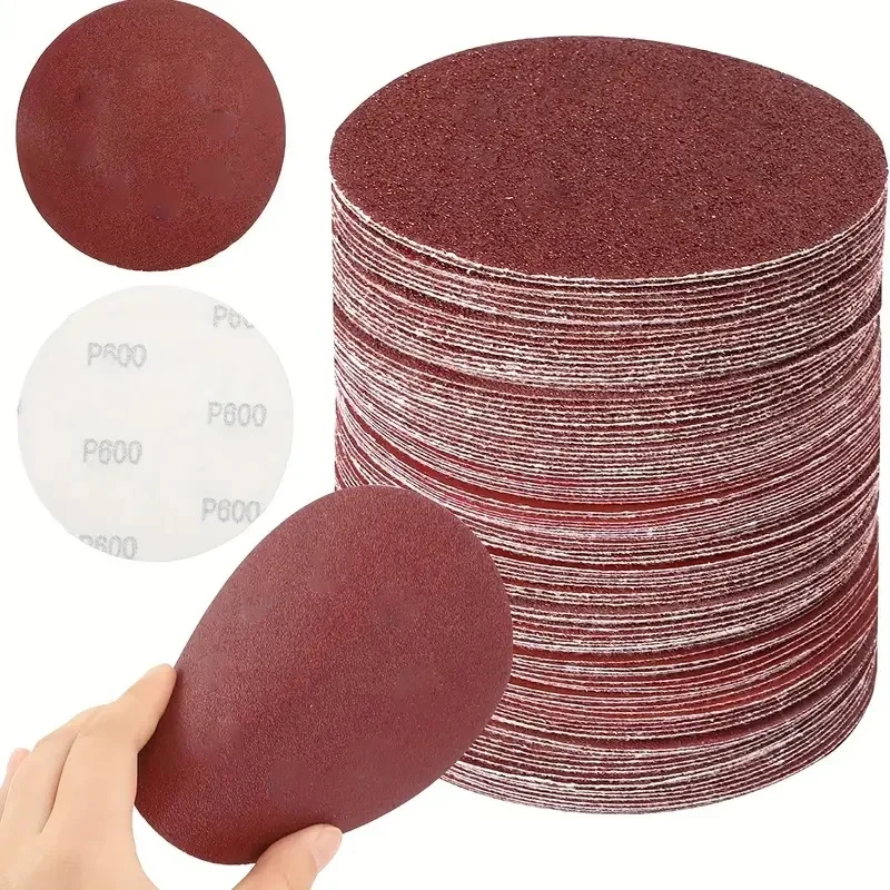 100Pcs-125mm-Sandpaper-Round-Shape-Sanding-Discs-Hook-Loop-Sanding ...