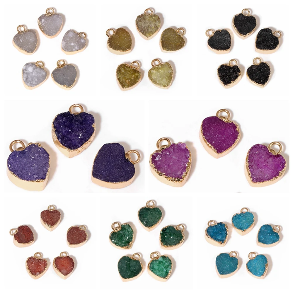 10-Pieces-Set-Natural-Crystals-Cluster-Pendants-12mm-Love-Heart-Shape ...