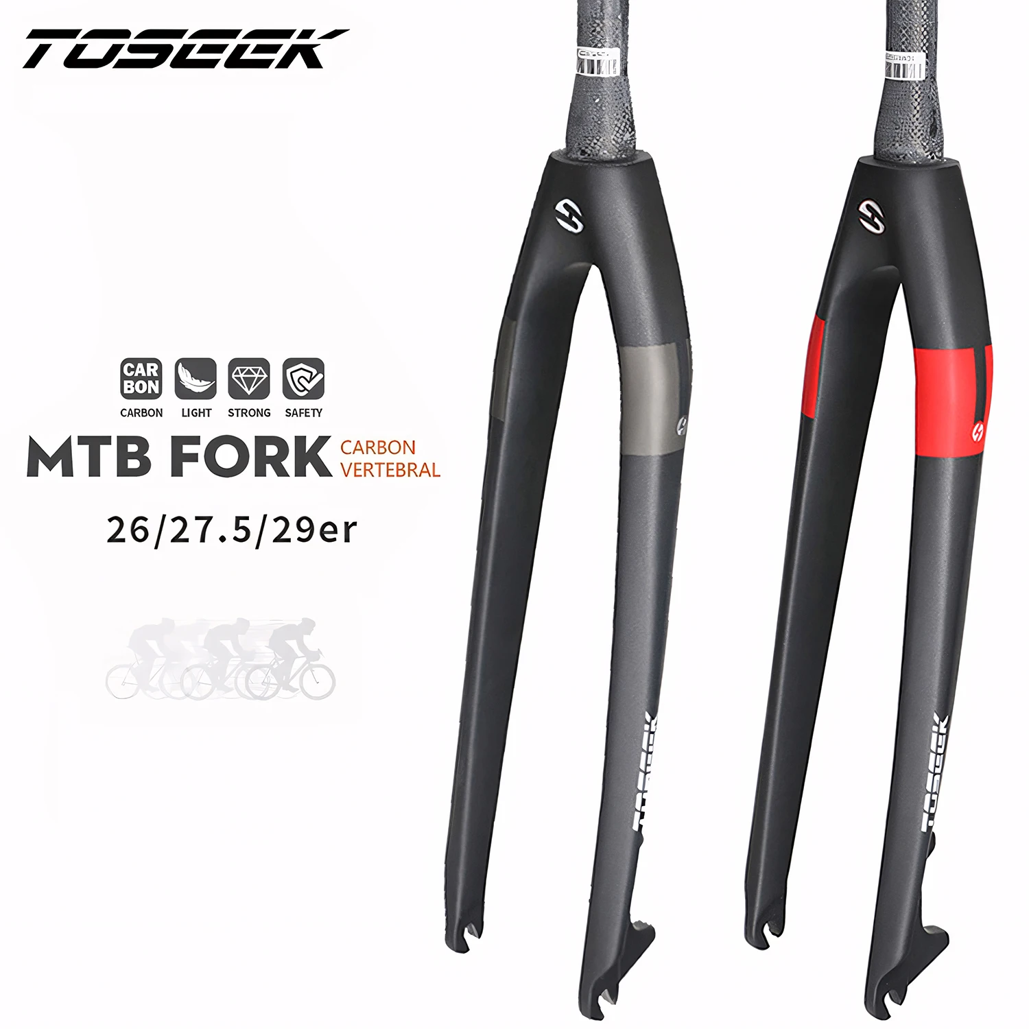 TOSEEK-Mountain-Bike-Full-Carbon-Fiber-Forks-MTB-Bicycle-Tapered-Fork ...