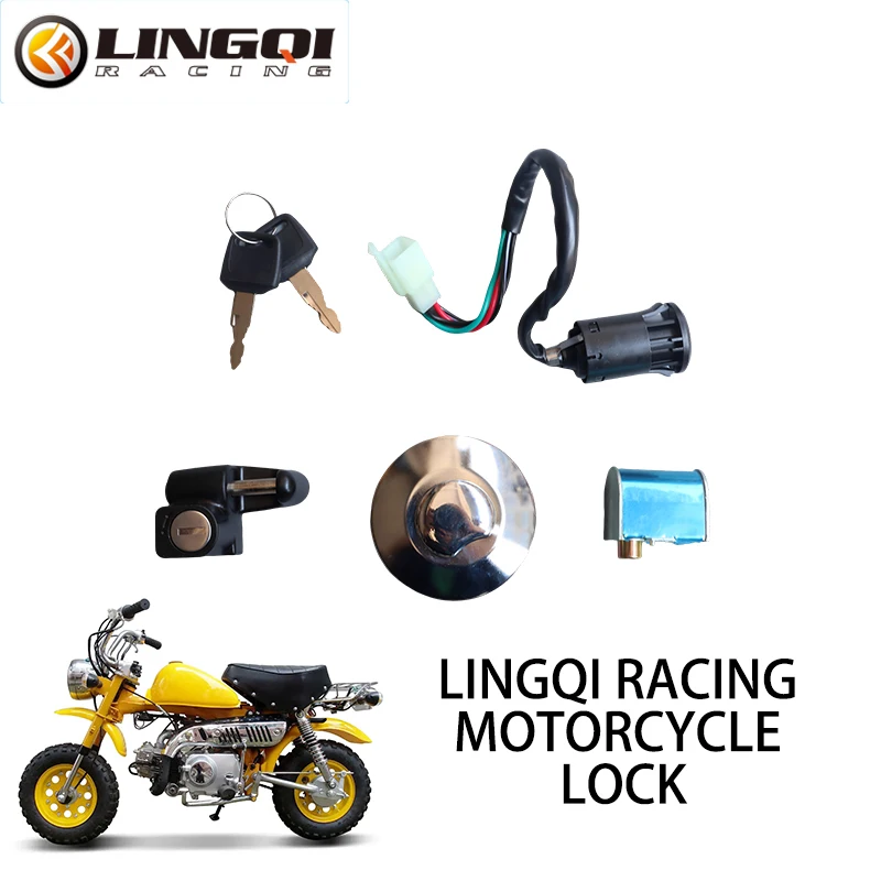 LINGQI RACING Motorcycle 4 Pin Ignition Key Switch With Start Switches ...