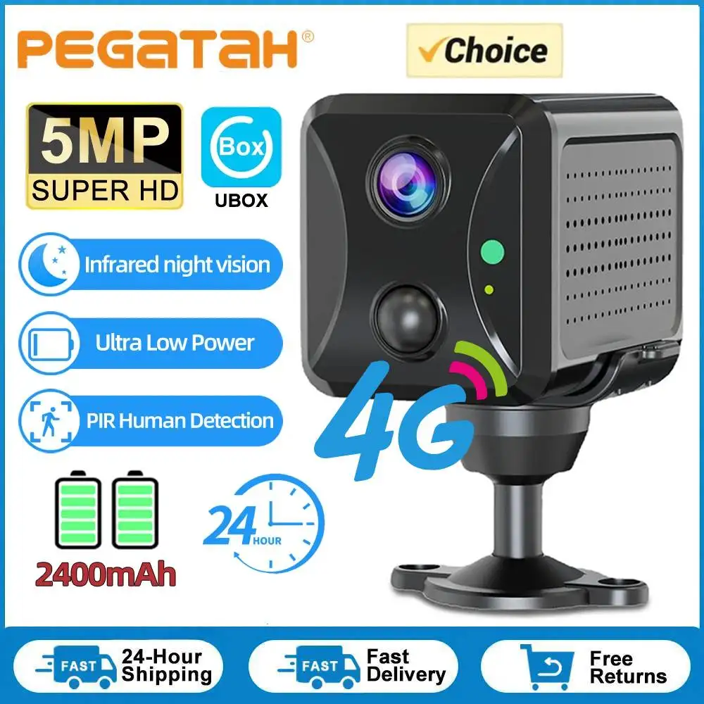 Ubox 5MP HD 4G Sim Low Power Mini Camera WiFi 2400mAh Battery CCTV ...