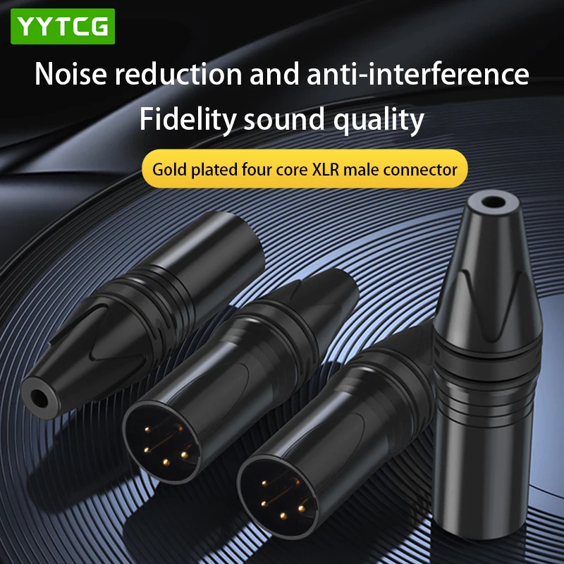 4PCS-Male-And-Female-4Pin-XLR-Microphone-Audio-Cable-Plug-Gold-Plated ...