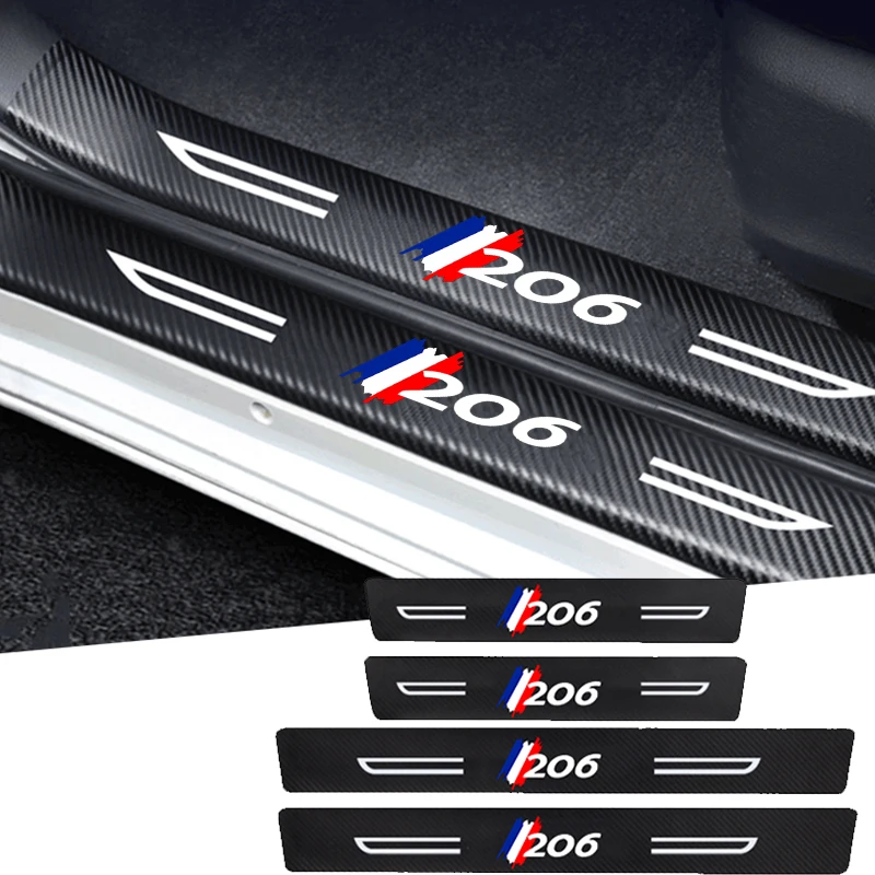 Carbon-Fiber-Car-Door-Threshold-Scuff-Plate-Decals-for-Peugeot-206 ...