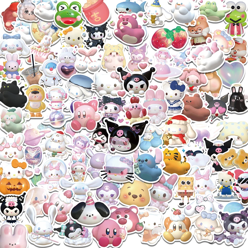 50-100pcs-3D-Stereoscopic-Sanrio-Stickers-Cartoon-Cute-Sticker-Pack ...