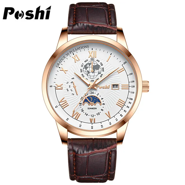 Zwitserse Merk Poshi Mannen Horloge Fashion Top Luxe Sport Heren Horloge Waterdicht Lichtgevende ...