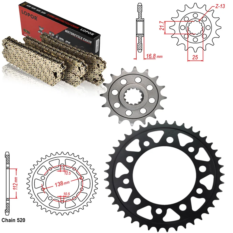520 Chain Set Front Rear Sprocket Kits For Honda Forza 750 X-adv NC750S ...
