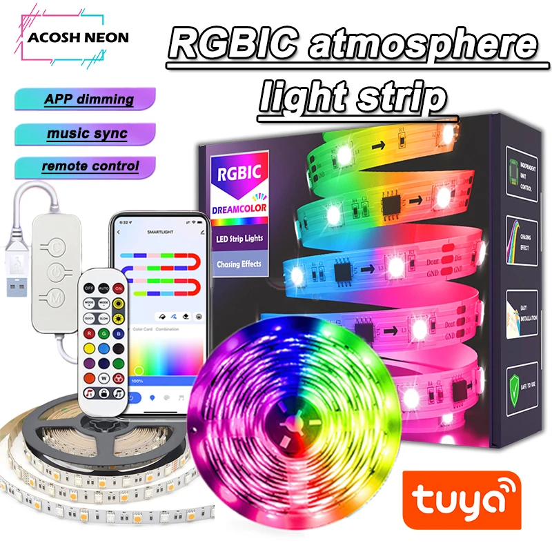 USB-TUYA-LED-Strip-Light-Smart-Wifi-RGBIC-Dreamcolor-LED-Strip-5V ...