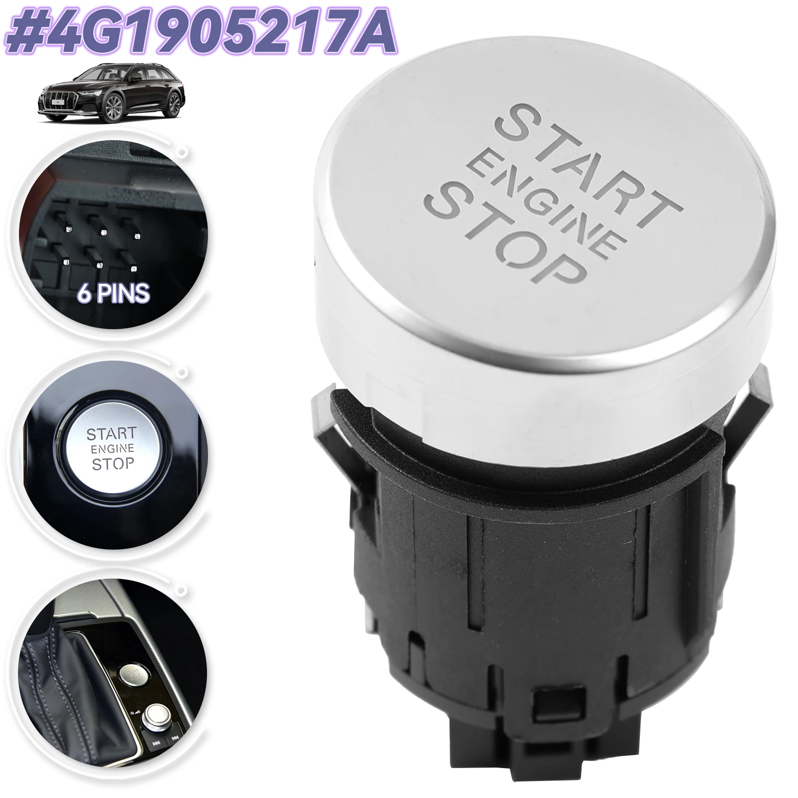 Car Switch Ignition Starter Keyless Start Engine Stop Button 4G1905217A ...