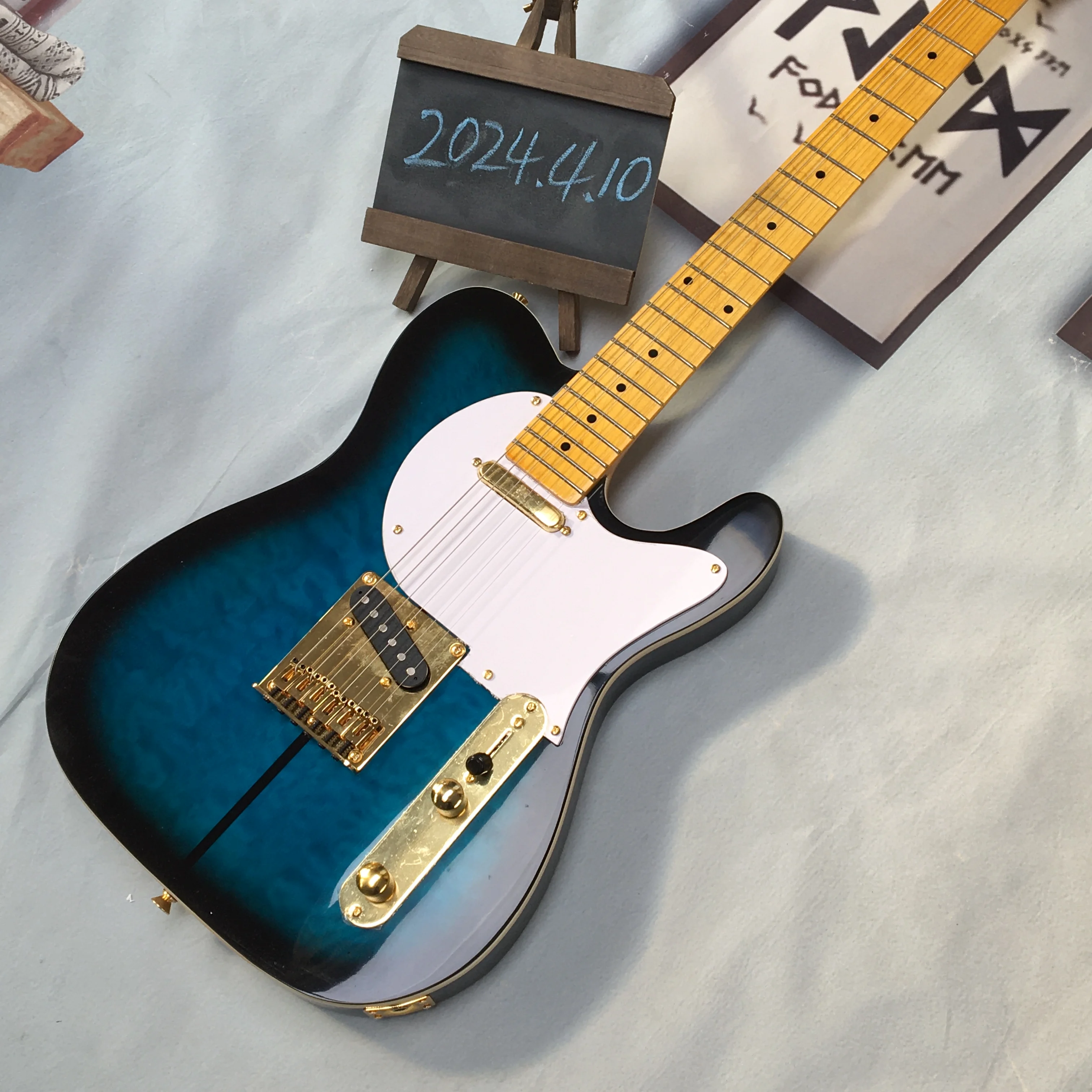 In-stock-6strings-electric-guitar-free-shipping-Gold-hardware-blue ...