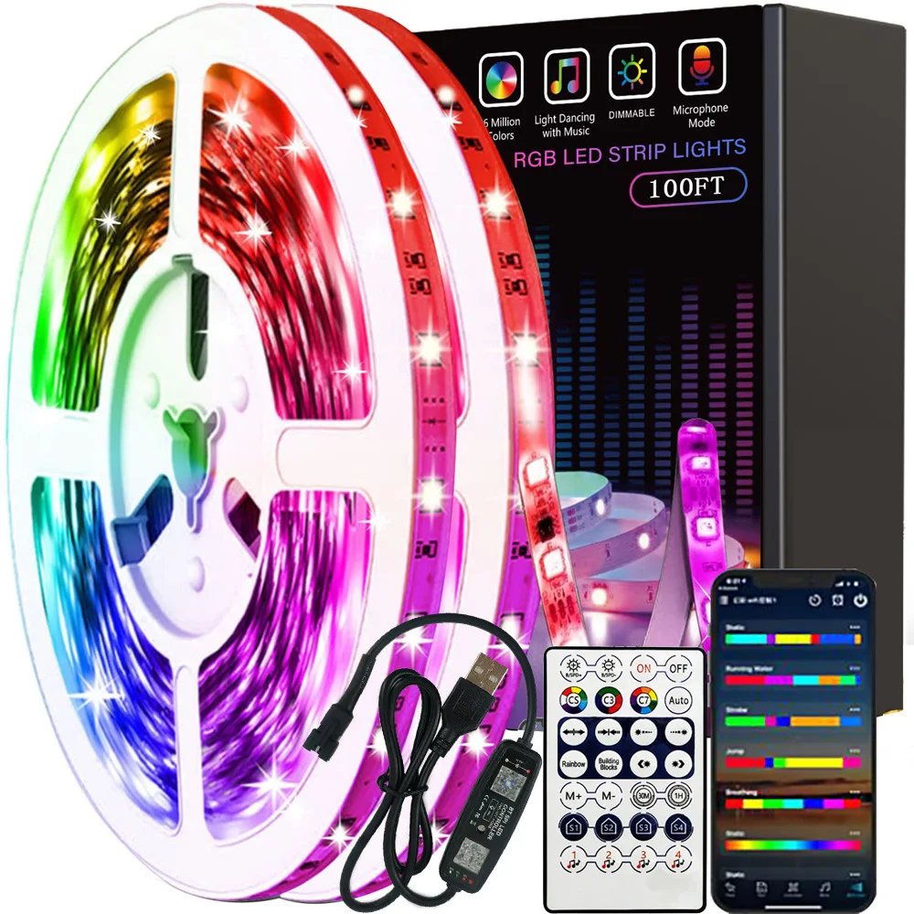 USB-LED-Strip-Lights-APP-Control-Color-Changing-5050-RGB-Led-Light ...