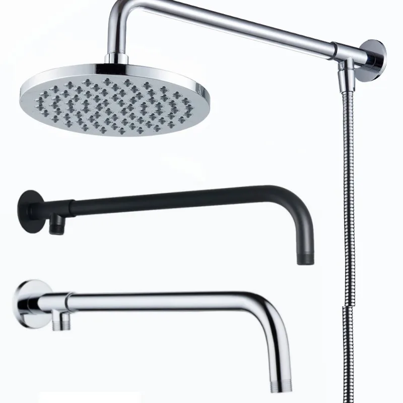 38-48cm-Shower-Head-Extension-Arm-Wall-Mounted-Stainless-Steel-Rainfall ...