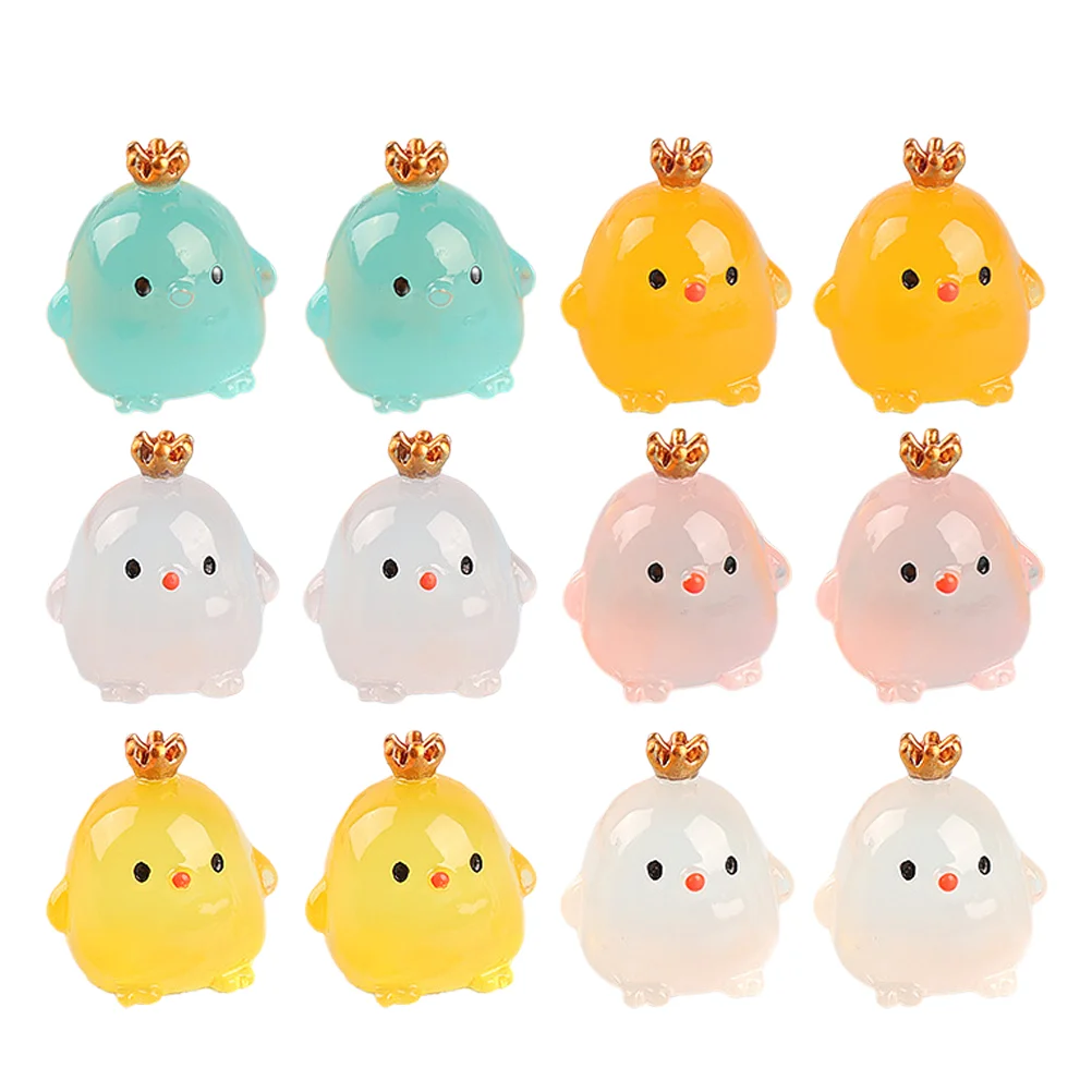 15-Pcs-Luminous-Crown-Chicken-Mini-Resin-Animal-Sculpture-Decorate ...