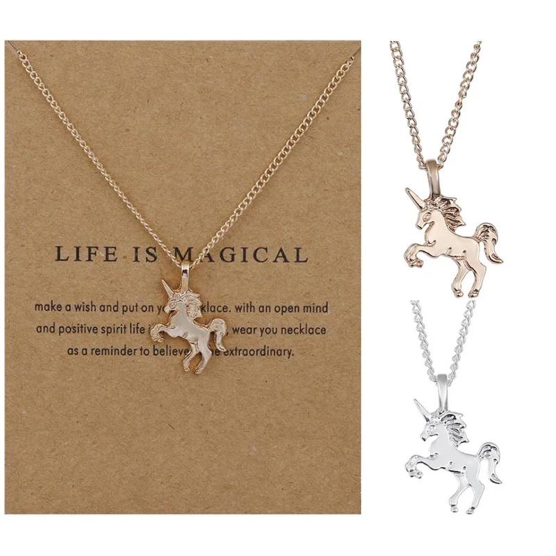 Promotional-Unicorn-Necklace-Alloy-Pony-Creative-Card-Clavicle-Chain ...