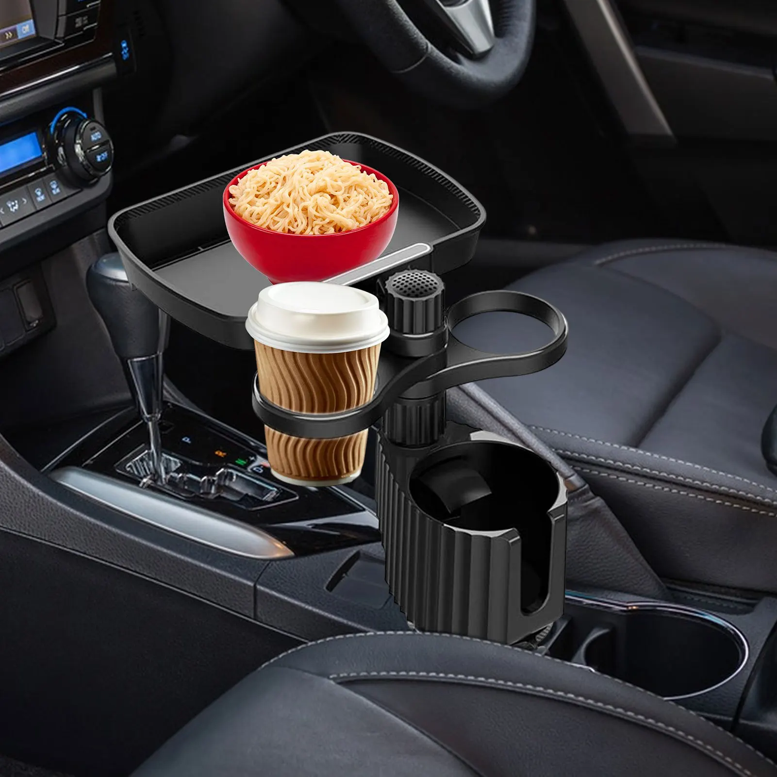 Car-Cup-Holder-With-Tray-360-Degree-Rotation-Automotive-Cup-Attachable ...