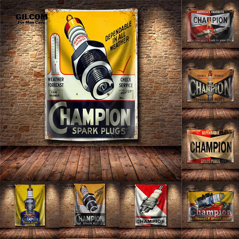 Spark-Plug-Banner-Flag-Dealer-Service-USA-Poster-Art-AD-Vintage-Sign ...