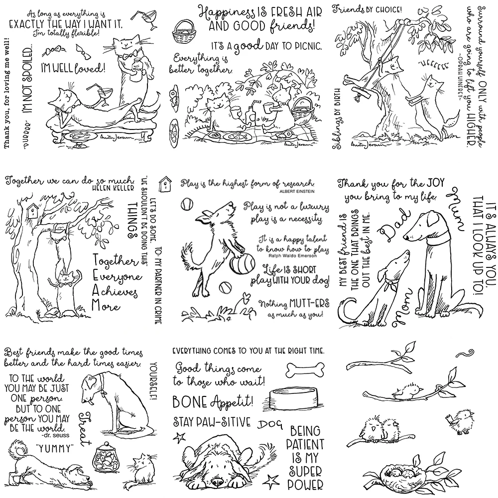 Spoiled Cats Stay Pawsitive Dogs Clear Stamps And Dies Set For ...