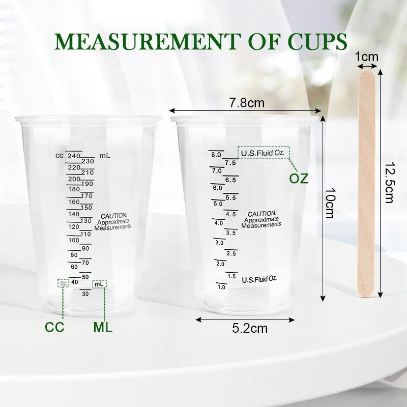 Multipurpose Disposable Plastic Measuring Cups with Wooden Sticks for ...