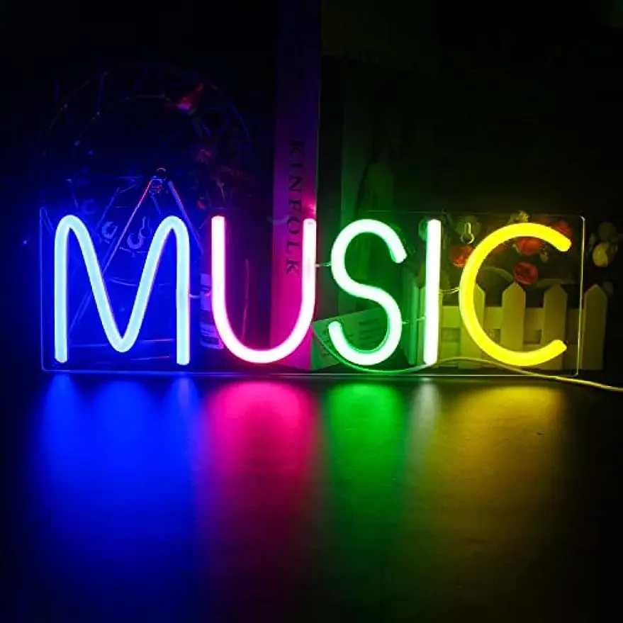 MUSIC-Neon-Sign-for-Wall-Decor-Colorful-Letters-Neon-Lights-Sign-LED ...