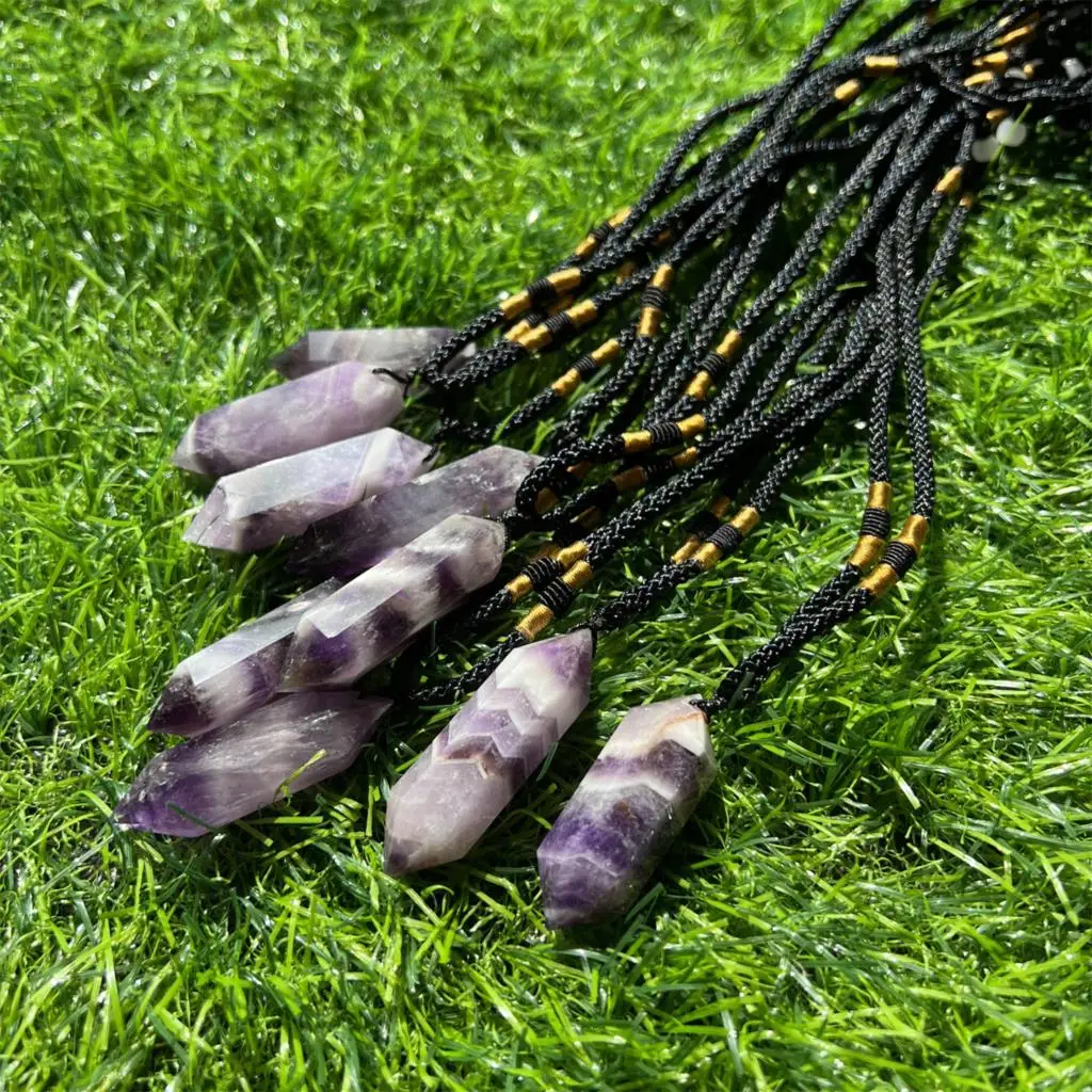 5PCS-Dream-Amethyst-Double-Point-Pendant-Natural-Crystal-Chevron ...