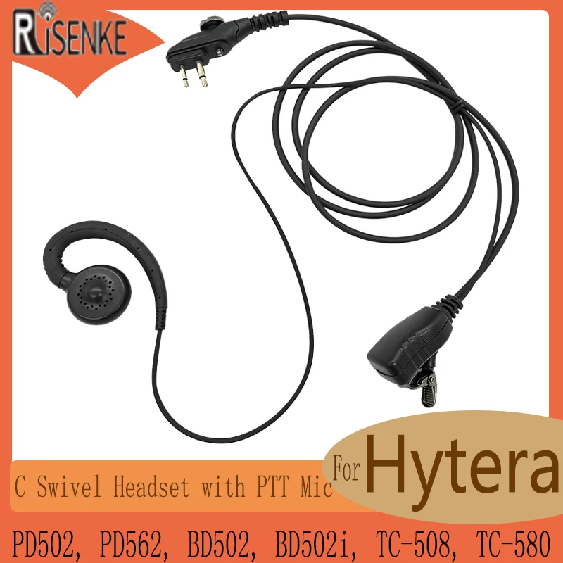 RISENKE-Walkie-Talkie-Auricular-C-Giratorio-Auricular-con-PTT-Mic-para-Hytera-HYT-PD502-PD562 ...