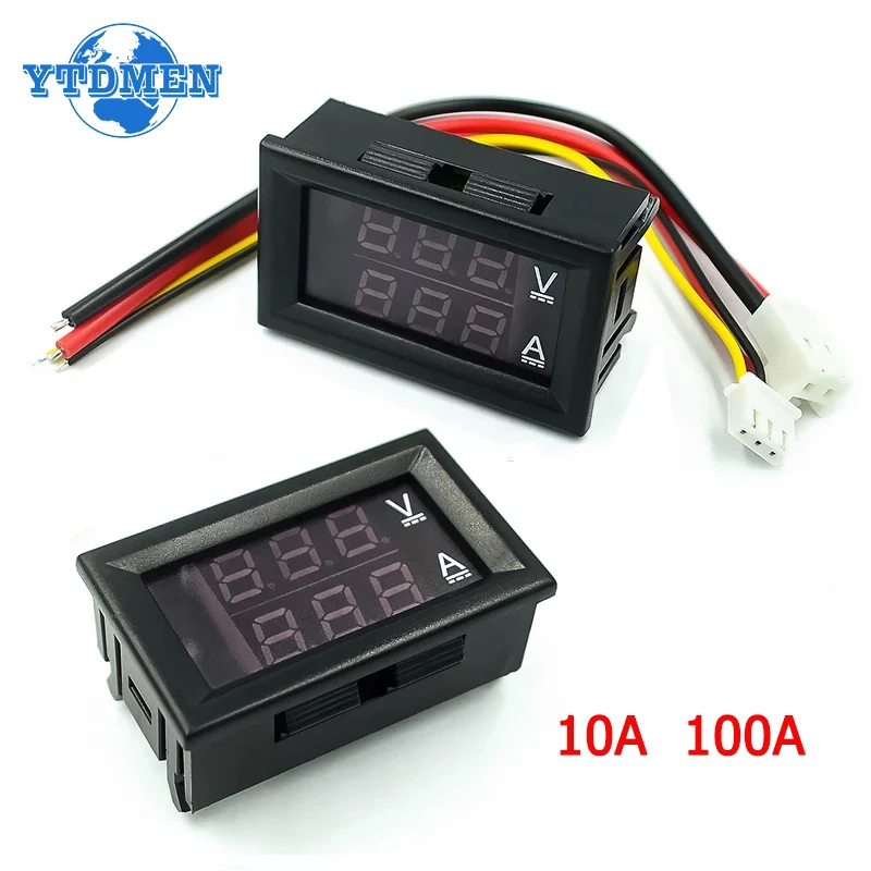 DC-0-100V-10A-100A-LED-Digital-Voltmeter-Ammeter-Dual-Display-Voltage ...