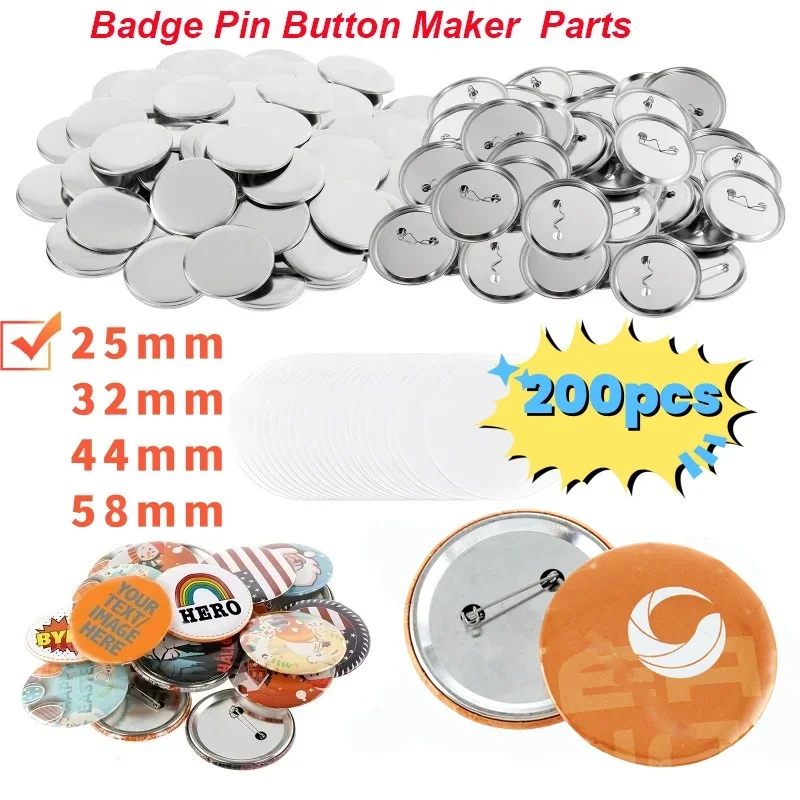 200Sets-Metal-Badge-Pin-Button-Maker-Parts-25mm-32mm-37mm-DIY-Blank ...