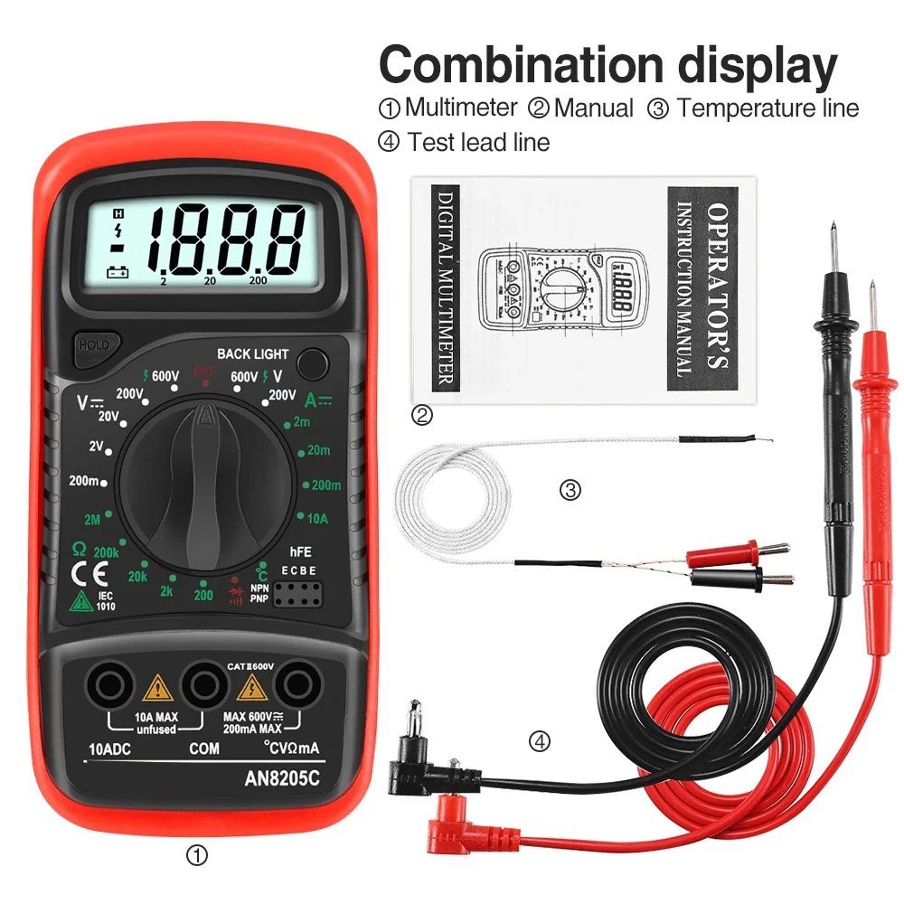 AN8205C-Digital-Multimeter-AC-DC-Ammeter-Volt-Ohm-Multimetro-Tester ...