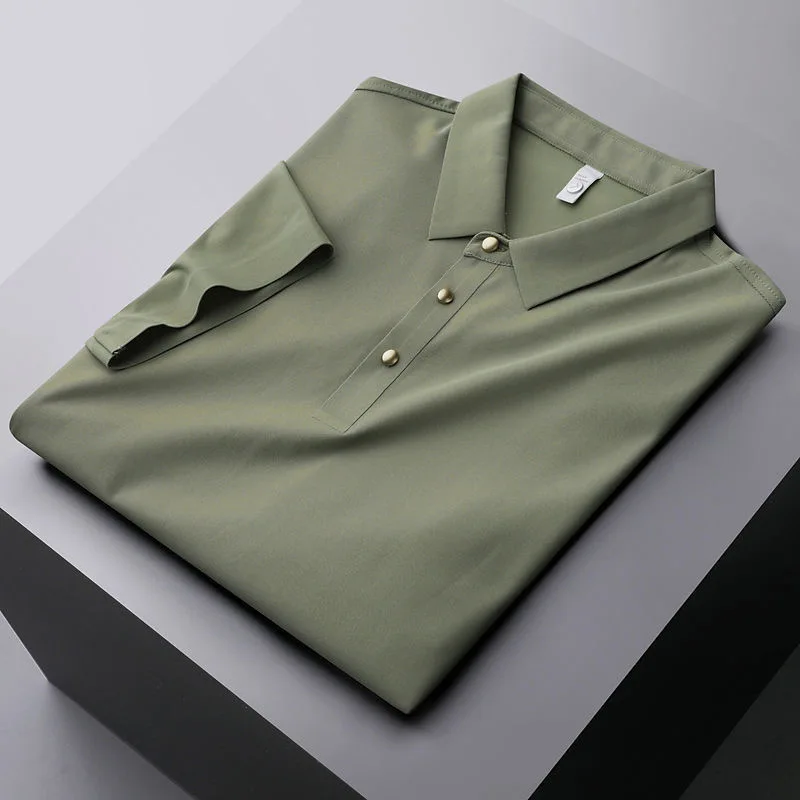 남성용 고품질 아이스 실크 통기성 반팔 티셔츠 자카드 비즈니스 폴로 캐주얼 남성복 여름 패션 럭셔리 2022