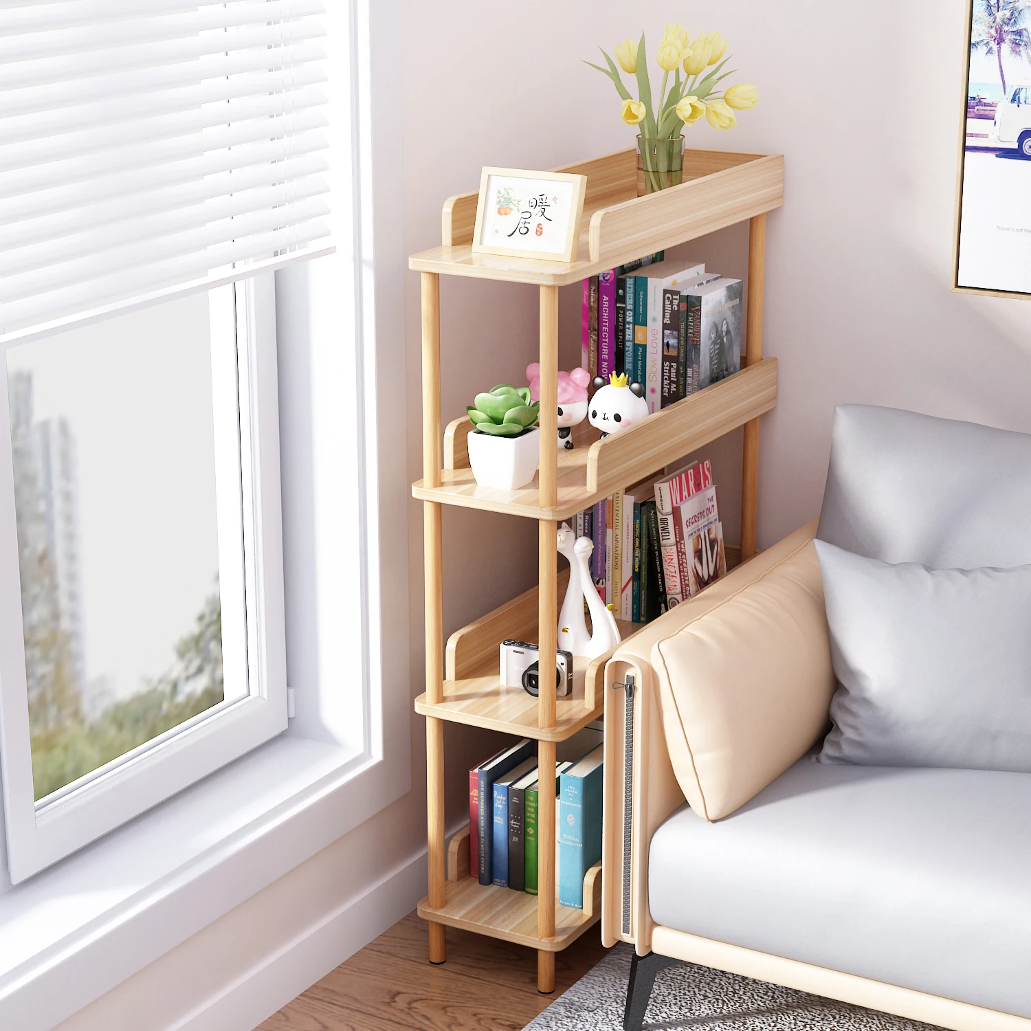 Wooden-Children-Bookshelf-Shelves-Small-Bedroom-Storage-Multi-layer-Bookcases-Narrow-Organizing ...