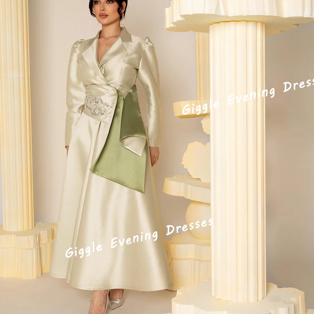 Giggle-Satin-V-Neck-Beading-Sashes-Elegance-Prom-Gown-Saudi-Arab ...