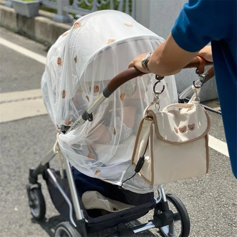Baby-Stroller-Mosquito-Net-Embroidered-Bear-Breathable-Summer-Infant ...