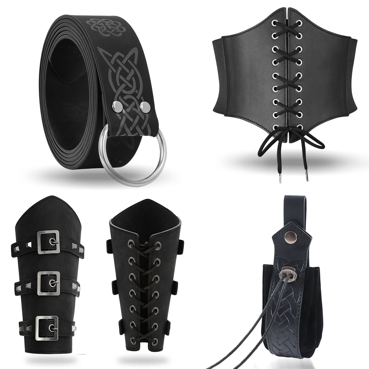 Set-of-5-Vintage-Viking-Belts-Celtic-Leather-Studded-Wristbands ...