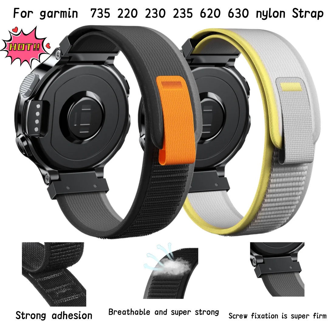 New Sports Nylon Loop Strap For Garmin Forerunner 735XT 735 230 235 620 ...