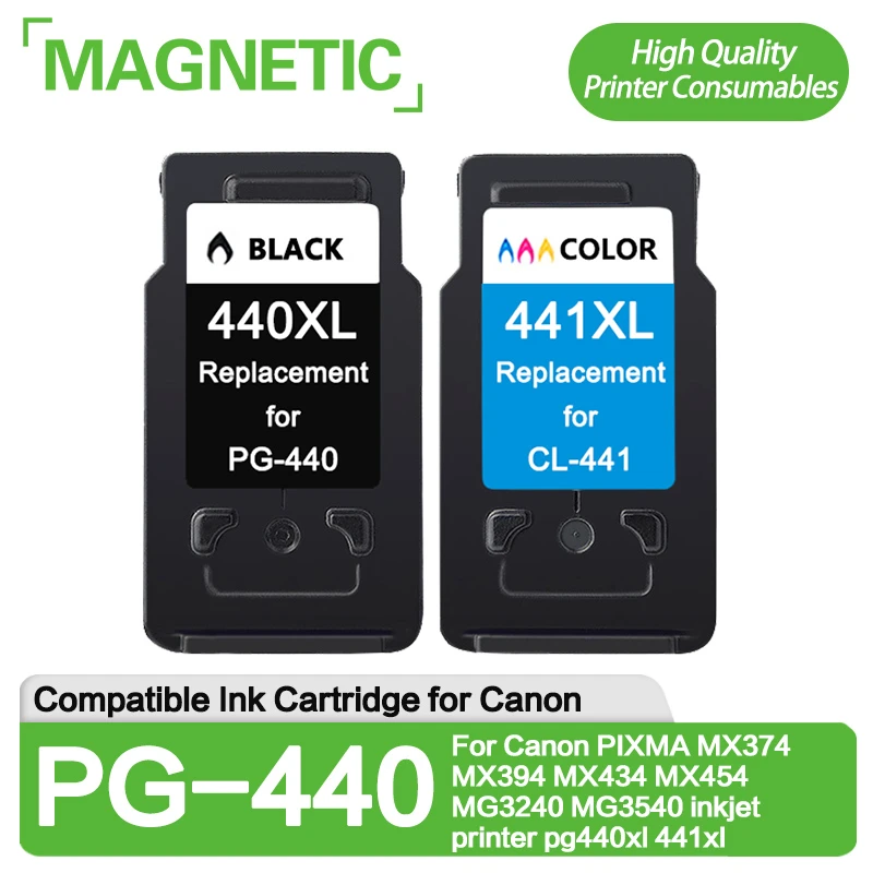 2x Pg440 Pg-440 441 Compatible Ink Cartridge For Canon Pixma Mx374 ...