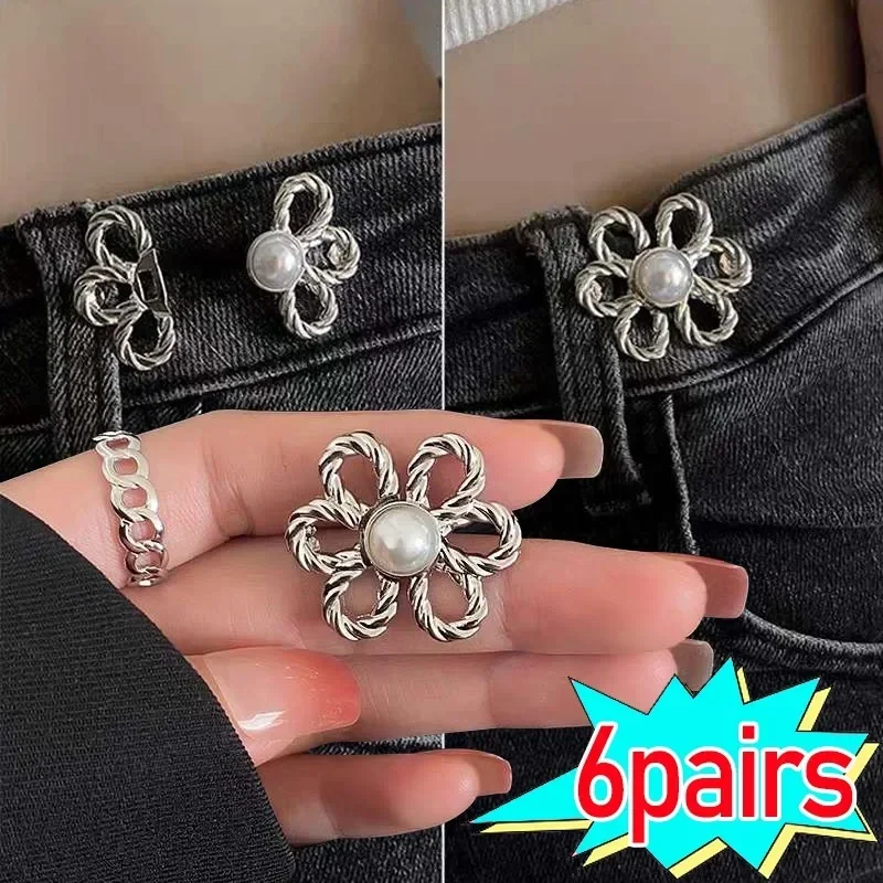 1-6Pairs-Metal-Hollowed-Out-Floral-Flower-Waist-Buckle-Fashion-Simple ...
