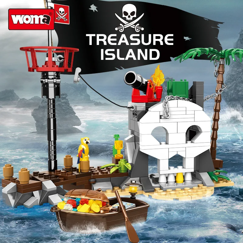 232pcs-Pirate-Boat-Ship-Seaside-Building-Blocks-Treasure-Island-Bricks ...