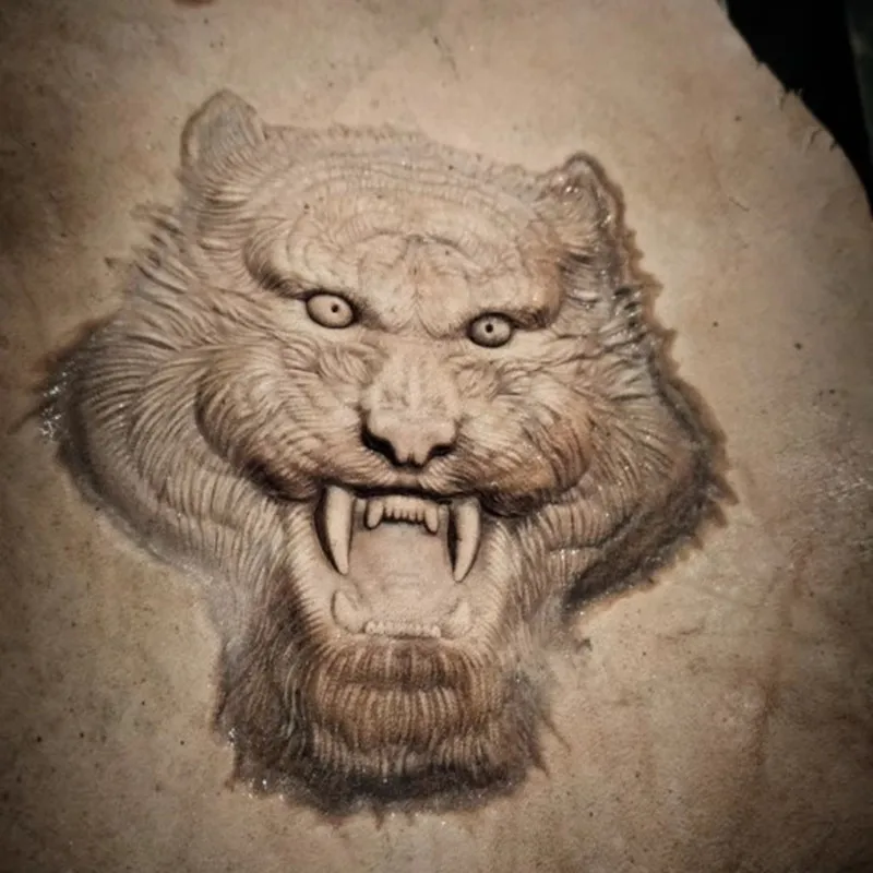 Lion Head 73x70/108x104mm Leather Stamp - 3D Embossing Mold For Veg ...