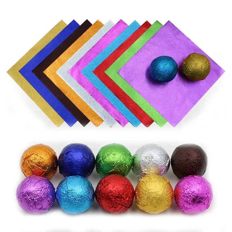 200 Pieces of Chocolate Packaging Paper Colored Aluminum Foil Tin Foil ...