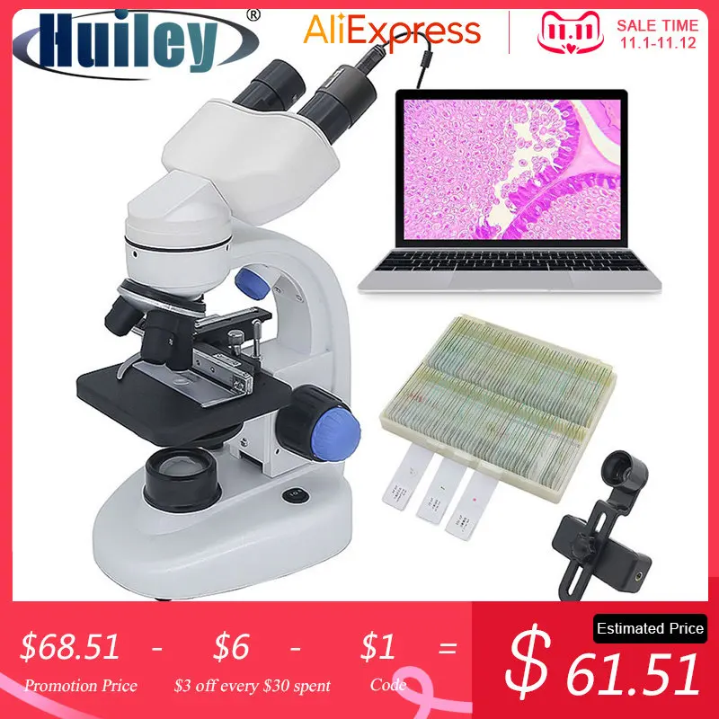 Biological Microscope With Digital Camera Wide-field Eyepieces 40x ...