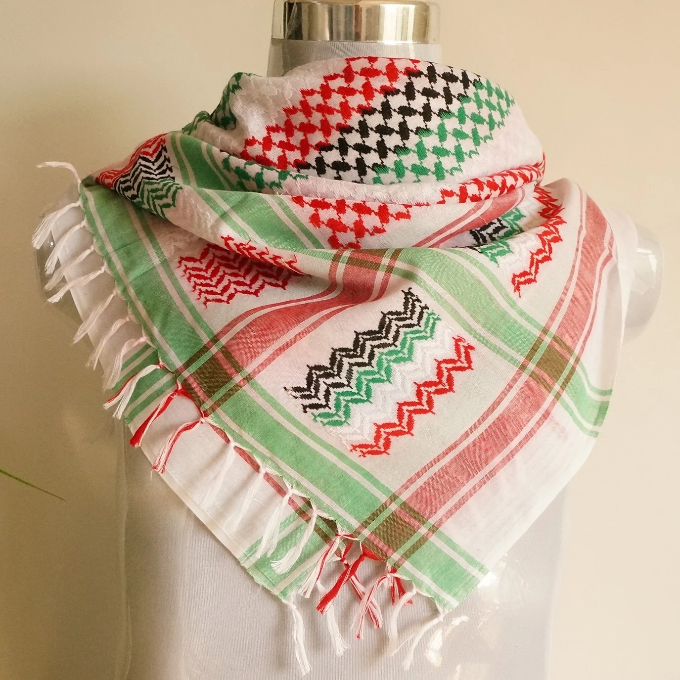 Retro Geometric Wavy Arab Scarves Men Winter Military Keffiyeh ...
