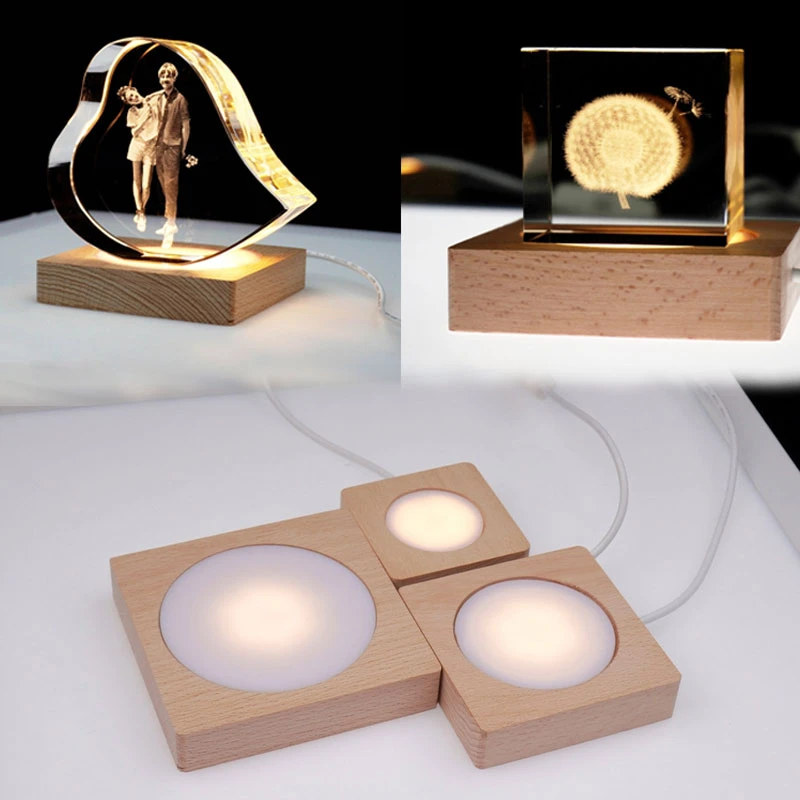 Wooden Shelves Display Stand | Glass Resin Night Lamp Base - 6/8/10cm ...