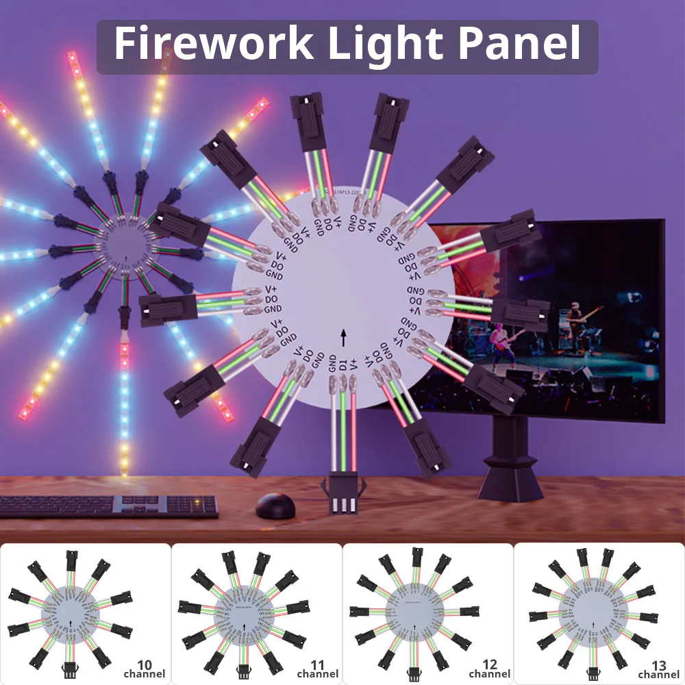 WS2812B-WS2811-Led-Firework-Strip-Round-Module-10-11-12-13-Channels-For ...