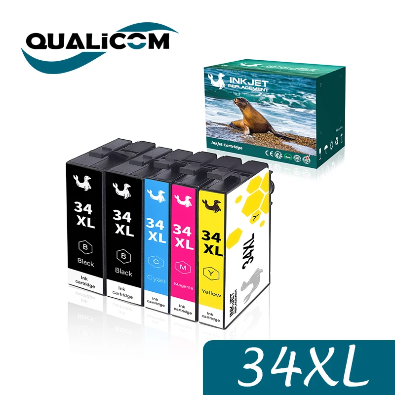 Qualicom 34xl T3471 1set 5psc Compatible Ink Cartridge For Epson ...