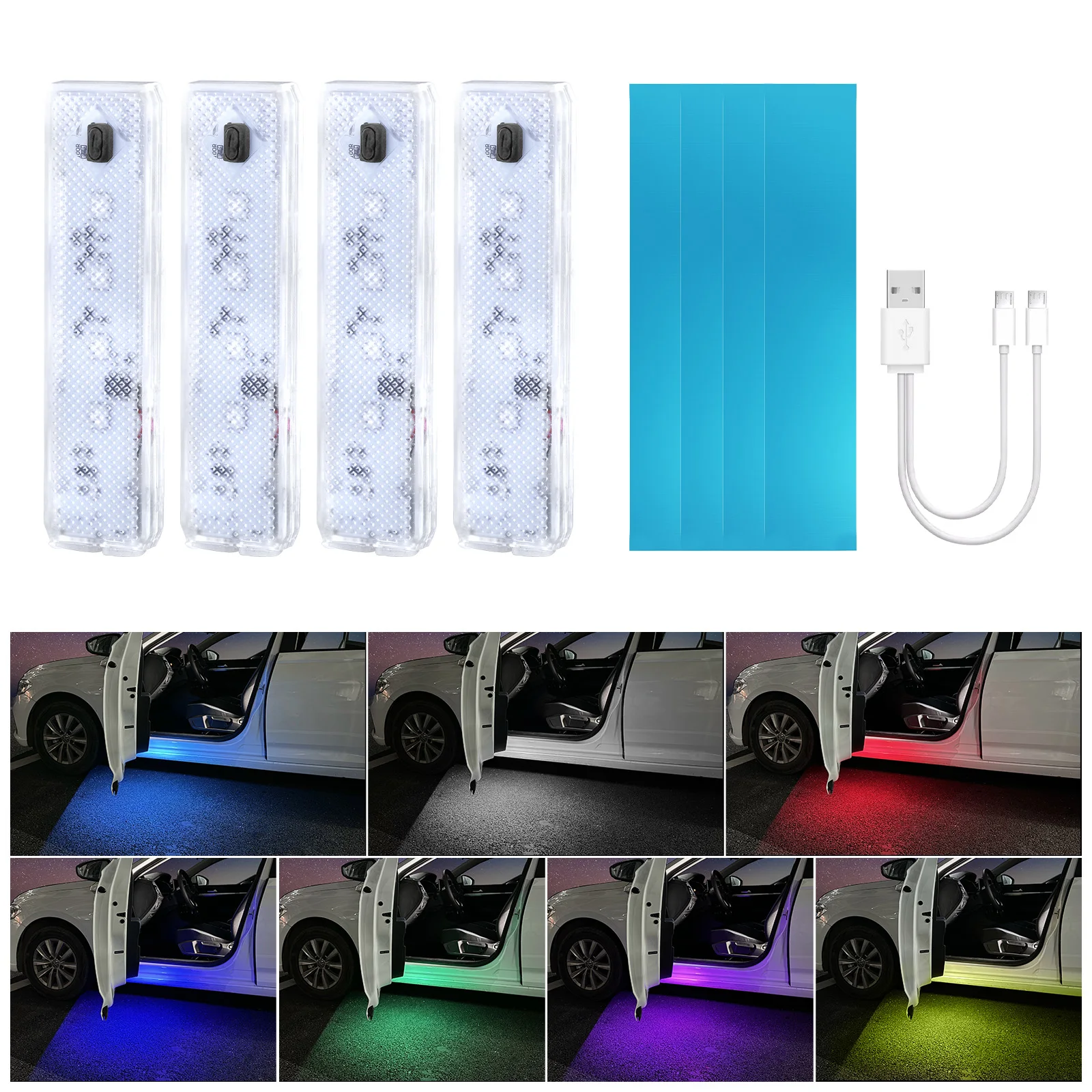 LED Car Welcome Door Lights Magnetic RGB Cars Atmosphere Warning Light ...
