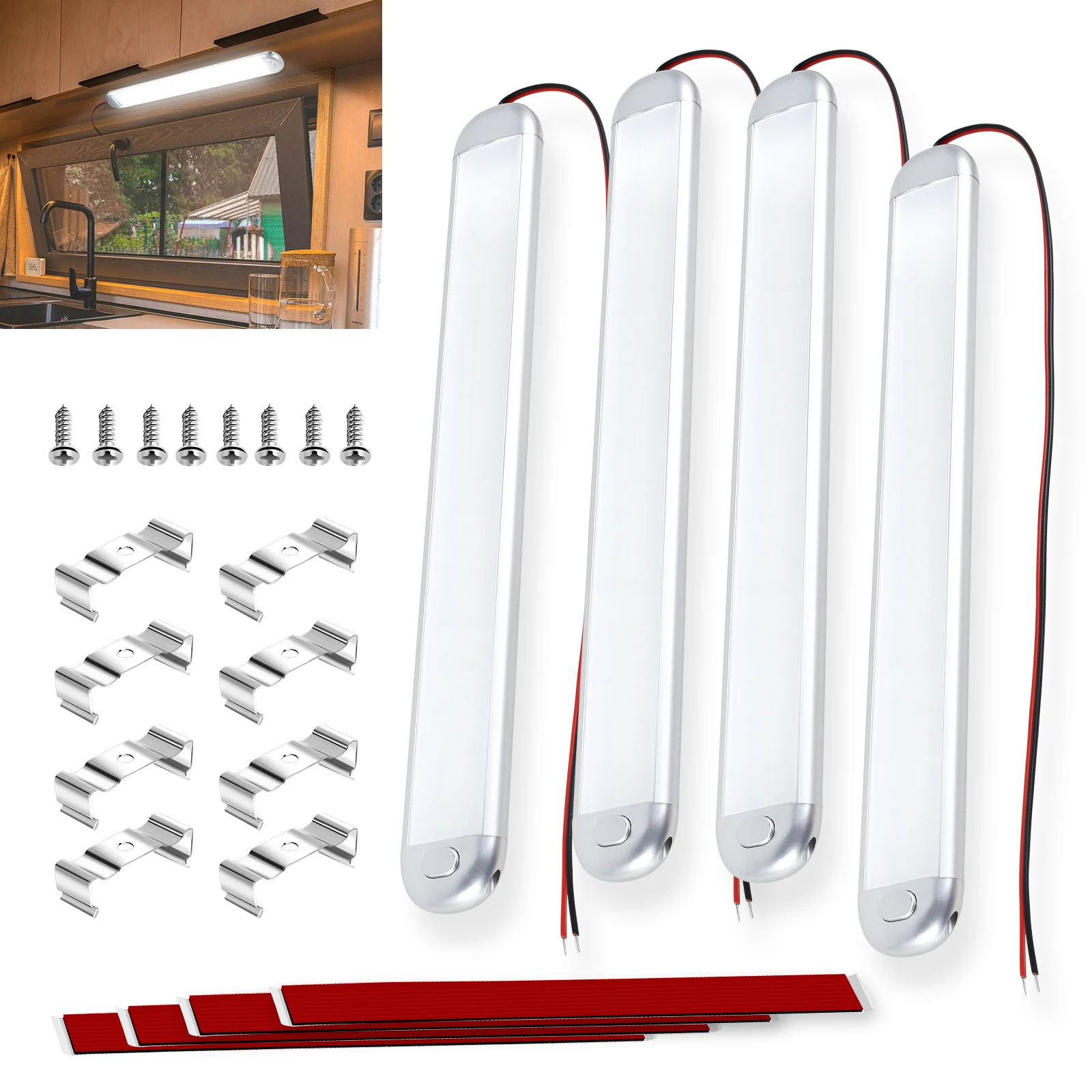 4pcs-168-LED-Rv-Strip-Light-With-Switch-12v-Interior-Light-Bar-1700lm ...