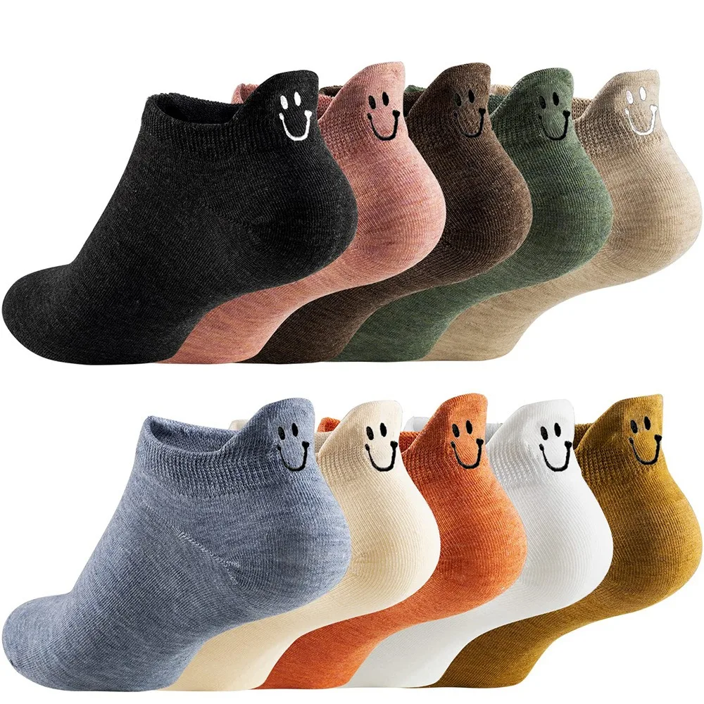 New-women-happy-socks-cartoon-Smiley-face-socks-cute-embroidered-ankle ...