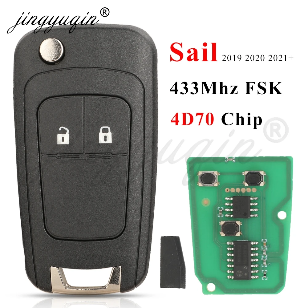 jingyuqin Flip Remote Car Key 433MHz 4D Chip For Chevrolet Sail 2019 ...